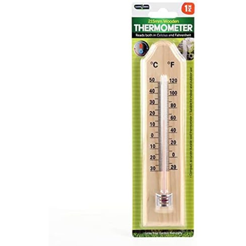 Buy Garden Greens Wooden Wall Mounted Thermometer Temperature Display ...