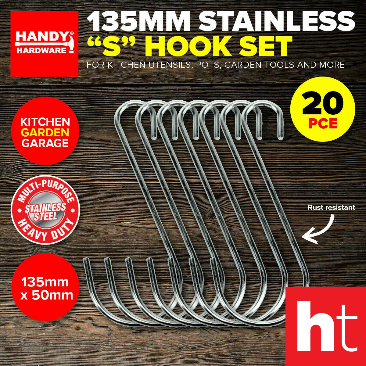 Buy Handy Hardware 20PCE "S" Hook Set Heavy Duty Multi-Purpose Easy ...