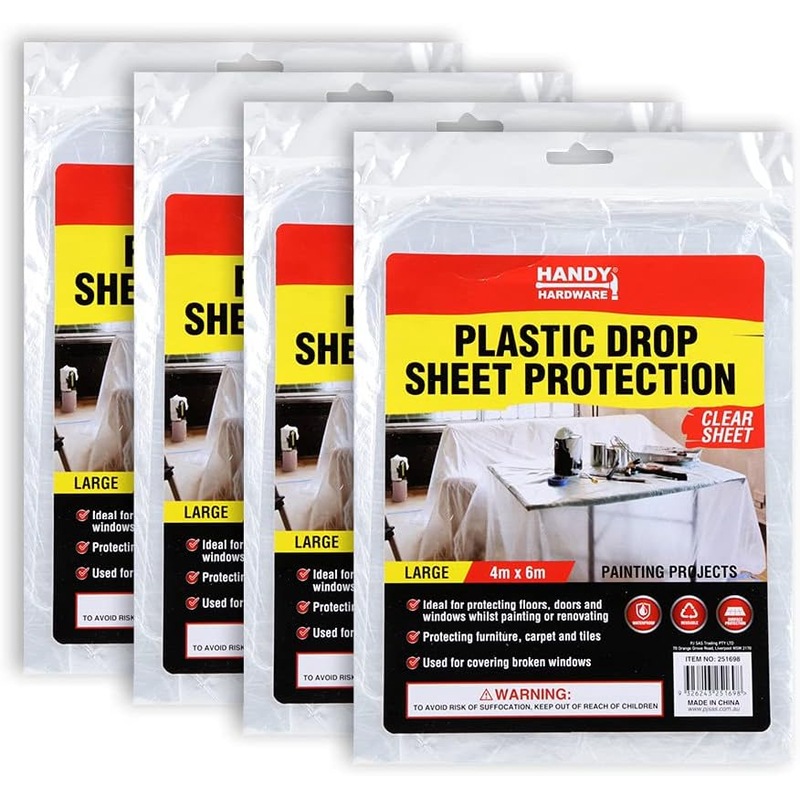 Buy Handy Hardware 4PK Drop Sheet Clear Plastic Reusable Strong Durable ...