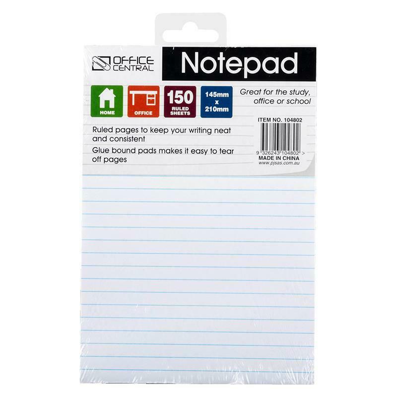 Buy Office Central 5PCE Note Pad Lined Crisp White Office Business ...
