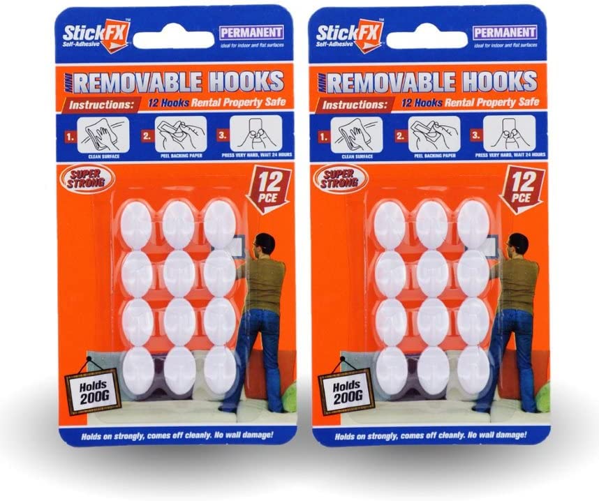 Buy Stickfx Self-Adhesive Wall Mini Hook Holds 200G 24Pce Hanging ...