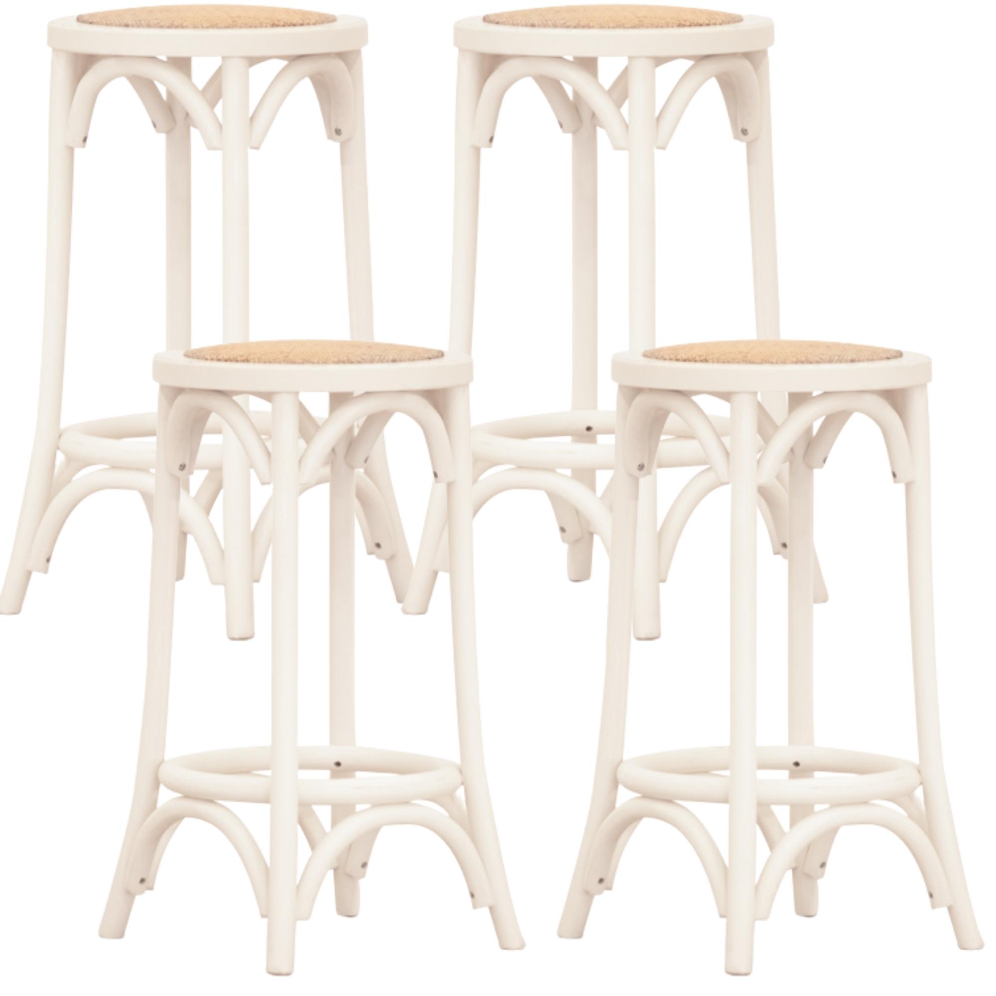 Buy Alchemy 4pc Round Bar Stools Dining Stool Chair Solid Oak Wood ...