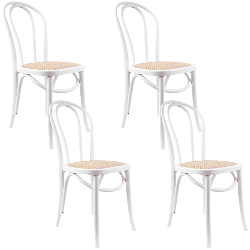 Buy Azalea Arched Back Dining Chair 4 Set Solid Elm Timber Wood Rattan ...