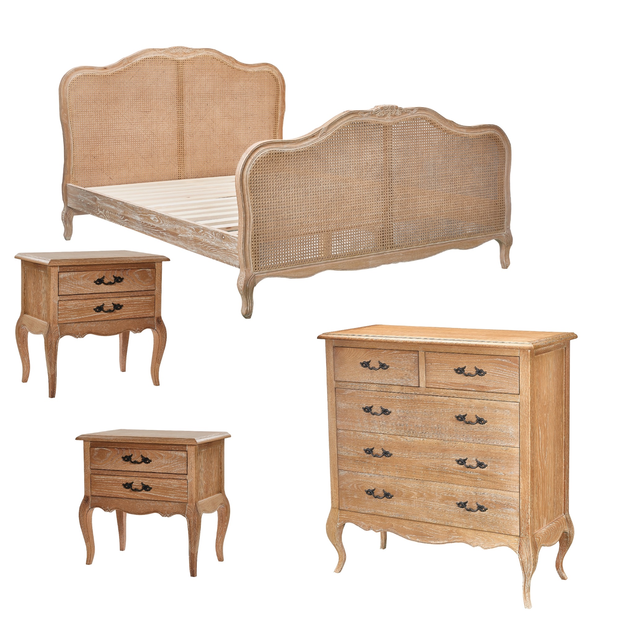 Buy Bali 4pc King Bed Suite Bedside Tallboy Bedroom Rattan Furniture ...