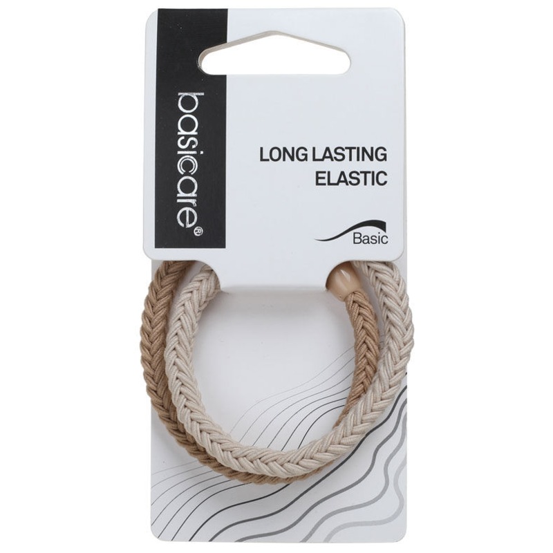 Buy Basicare Elastic Hair Bands Long Lasting 2pk Plaited - MyDeal