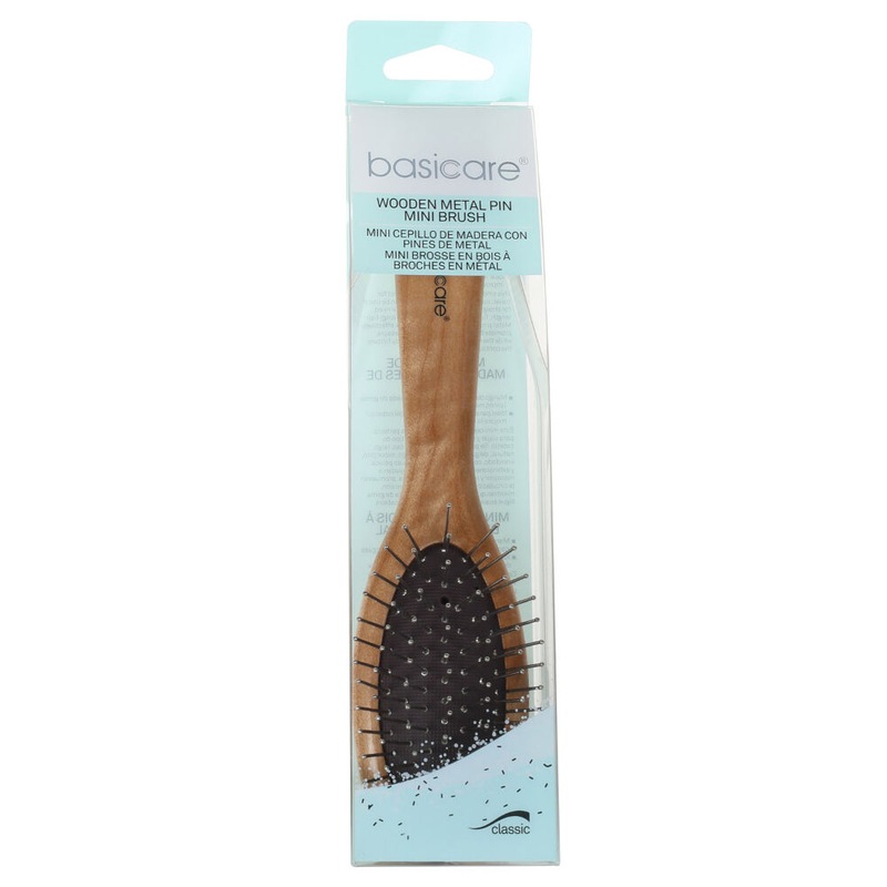 Buy Basicare Hairbrush Wooden Handle Oval Shape With Small Metal Pin ...