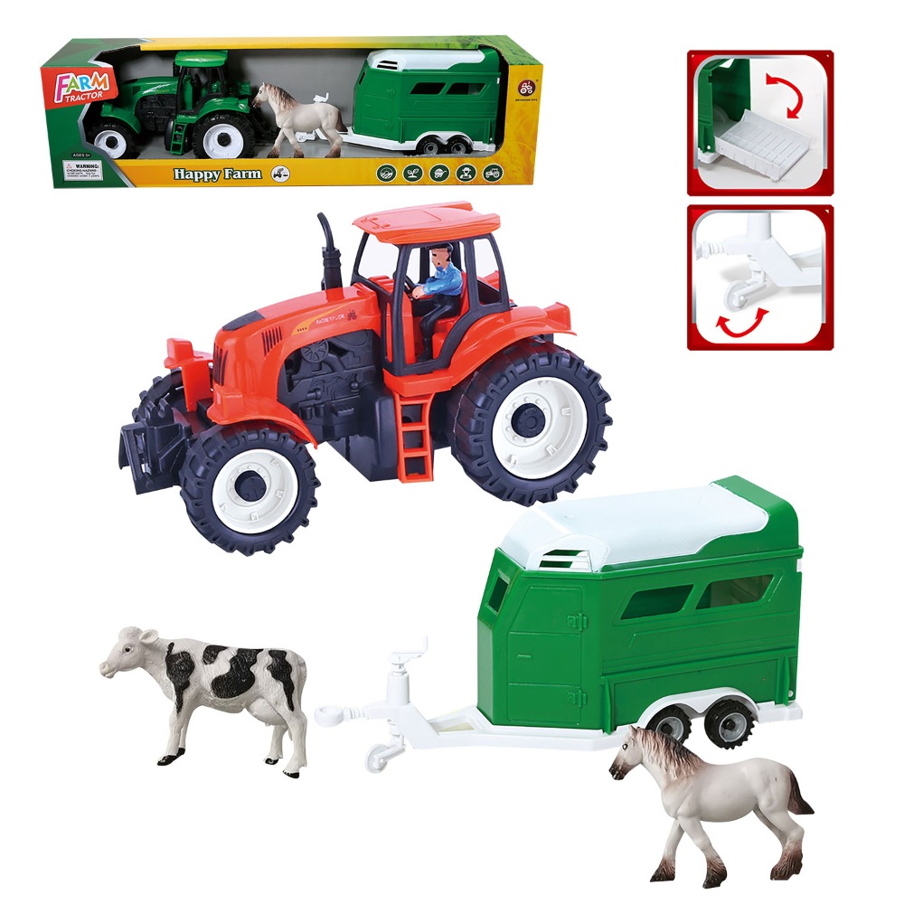 Buy Kids Happy Farm Tractor With Horse And Cow Play Set - MyDeal Australia