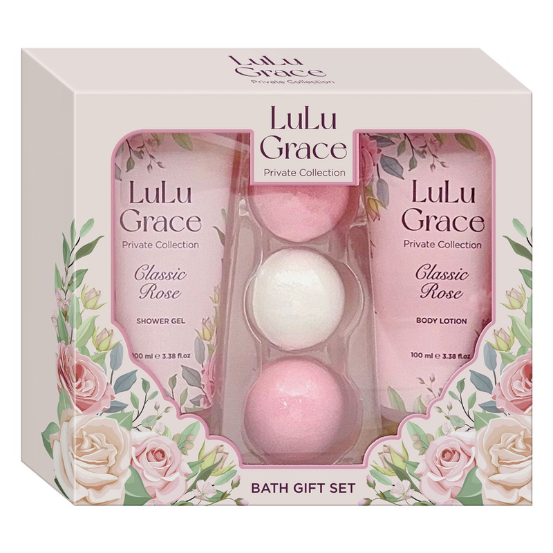 Buy Lulu Grace 5 Piece Luxury Gift Set Rose Shower Gel Body Lotion 3 x Bath Fizzer - MyDeal