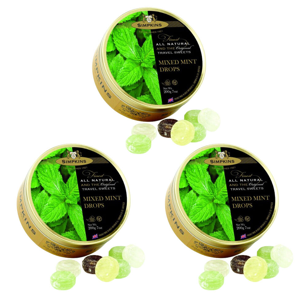 Buy Simpkins 3 x Mixed Mint Drops 200g Tin Sweets Candy Lollies ...