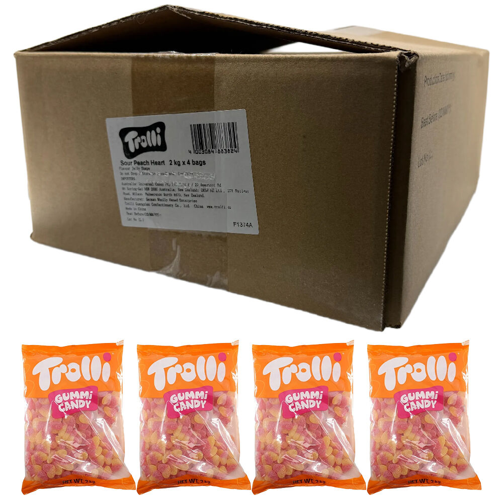 Buy Trolli Sour Peach Hearts Candy Lollies Sweets Bulk 4 x 2kg Packs ...