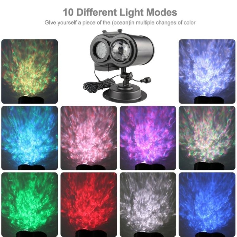 Buy 16 Patterns Projector 12W RGBW LED Double Tube Water Waves Lamp ...