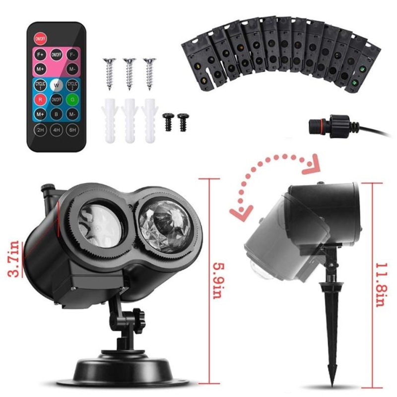 Buy 16 Patterns Projector 12W RGBW LED Double Tube Water Waves Lamp ...