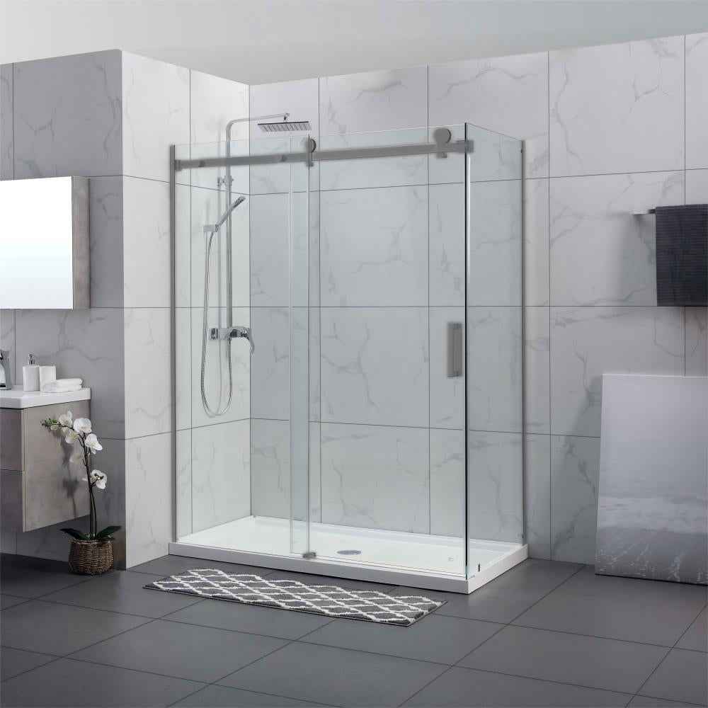 Buy 1180-2000x2000mm L Shape Sliding Frameless Gunmetal Grey Square ...