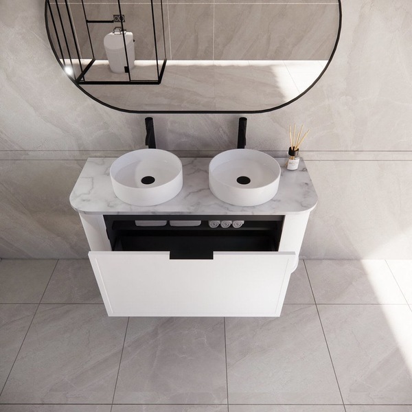 Buy 1200*450*450mm ABS Houston Matt White Plywood Curved Double Bowls ...
