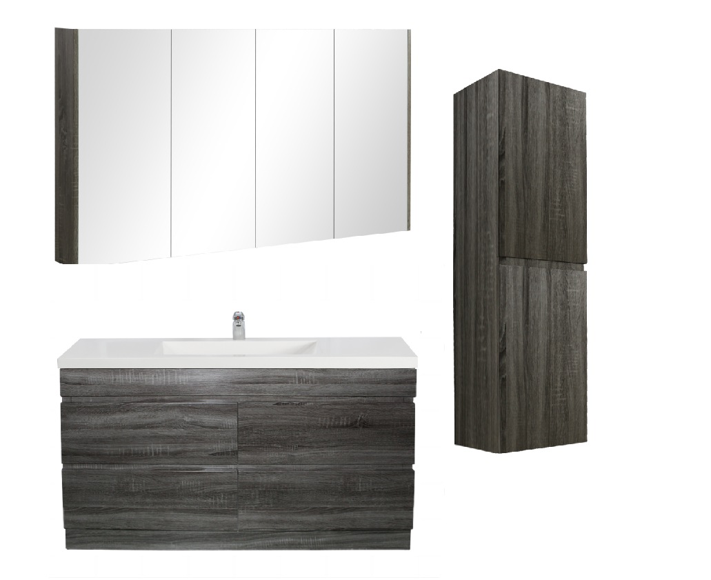 Buy 1500mm Dark Grey Qubist MDF Single Bowl Freestanding With Kickboard ...