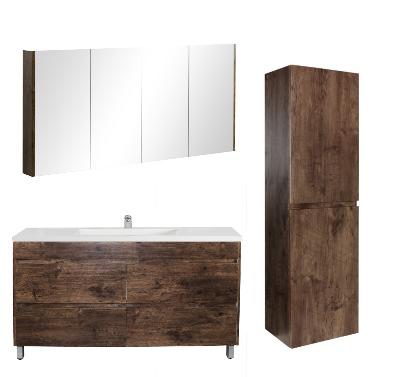 Buy 1500mm Dark Oak Qubist MDF Single Bowl Freestanding With Legs ...