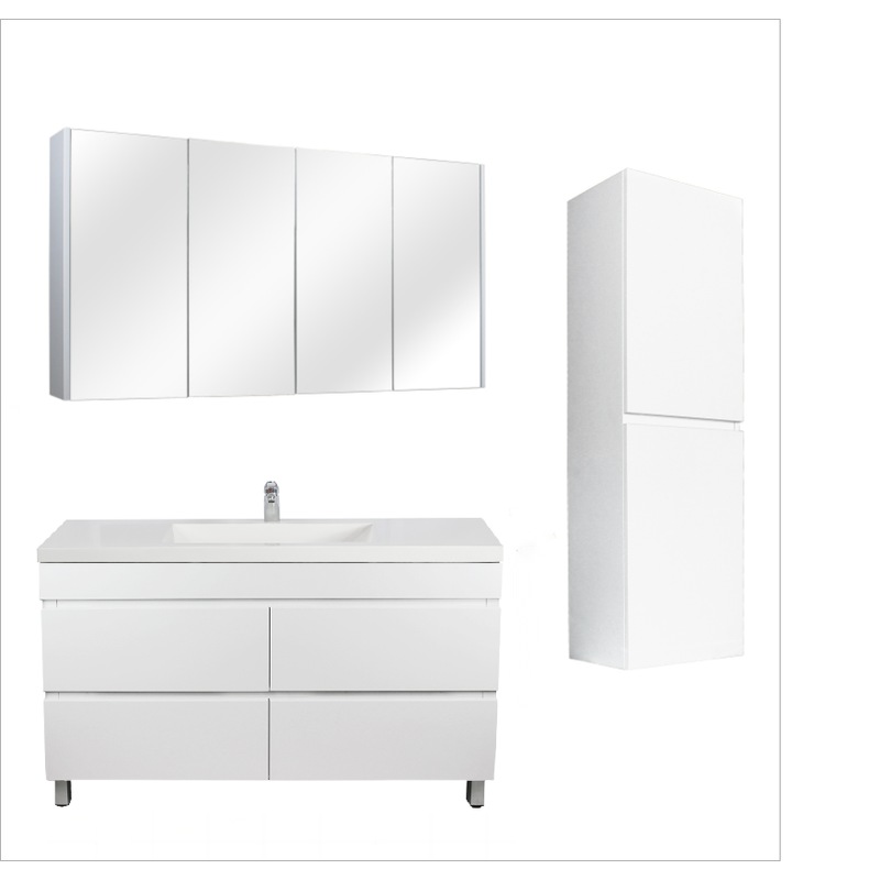 Buy 1500mm Matte White Qubist MDF Single Bowl Freestanding With Legs Vanity With Ceramic Top ...