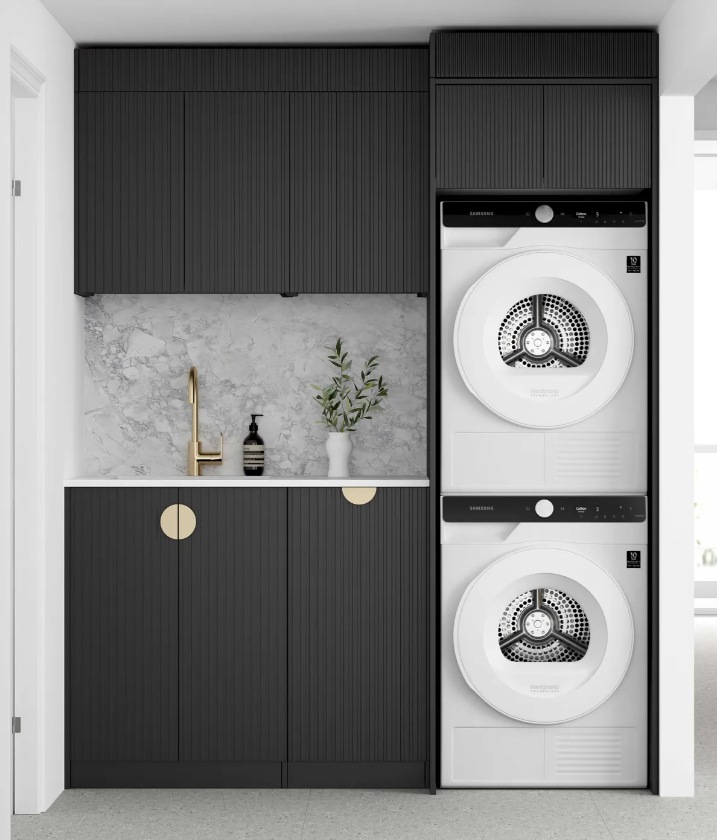 Buy 1715X600X2100 Marlo Black Laundry Kit - MyDeal Australia