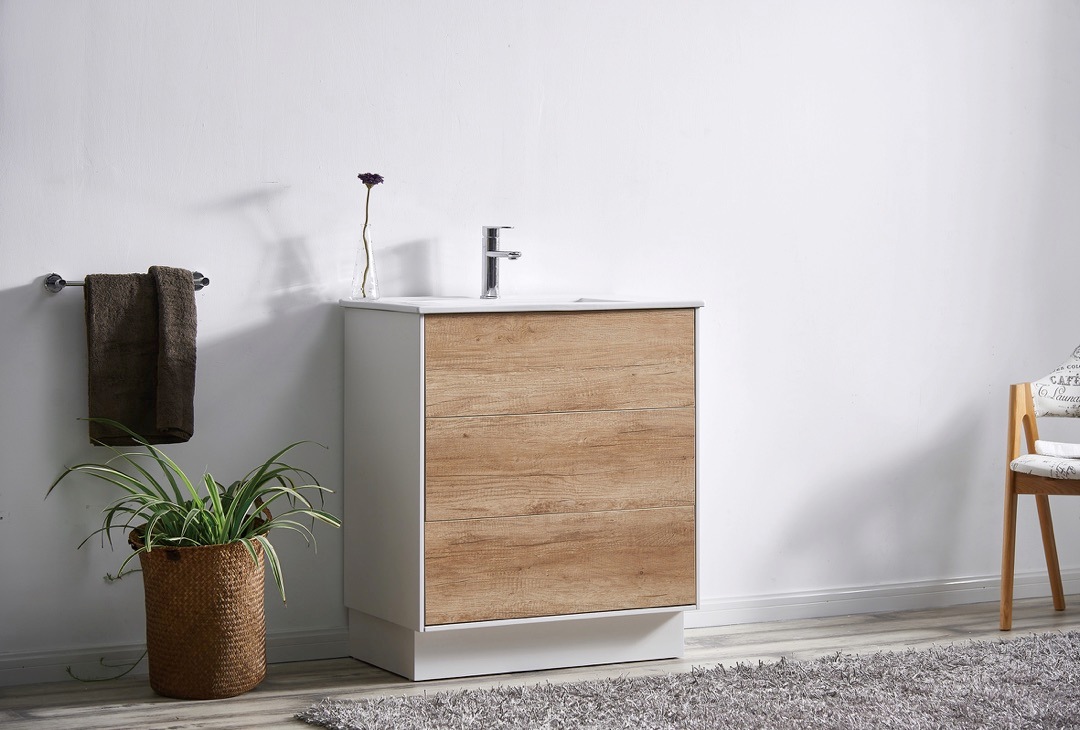 Buy 750/900/1200*450*850mm Light Timber Bathroom Vanity Freestanding ...