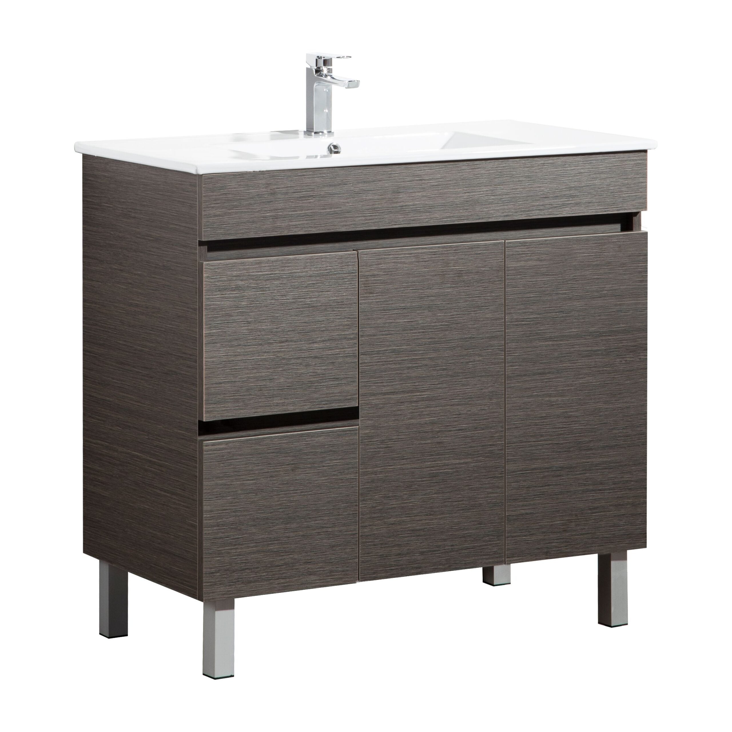Buy 900-1500*460mm Bathroom Vanity PVC Dark Brown Freestanding Vanity ...