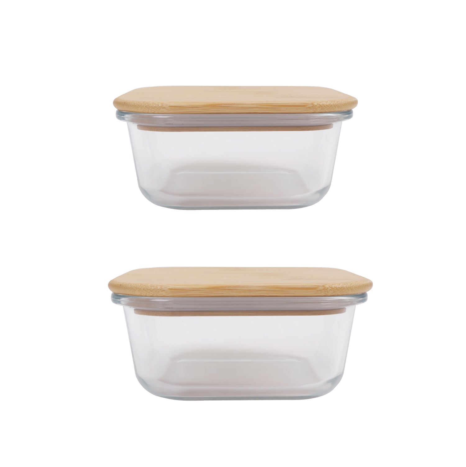 Buy 2‑Pack Bamboo‑Cover Food Containers – Medium & Large, Clear Glass ...