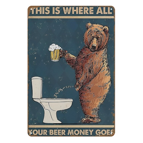 Buy 2x Beer Drink Where All Your Beer Money Goes Tin Metal Sign Rustic ...