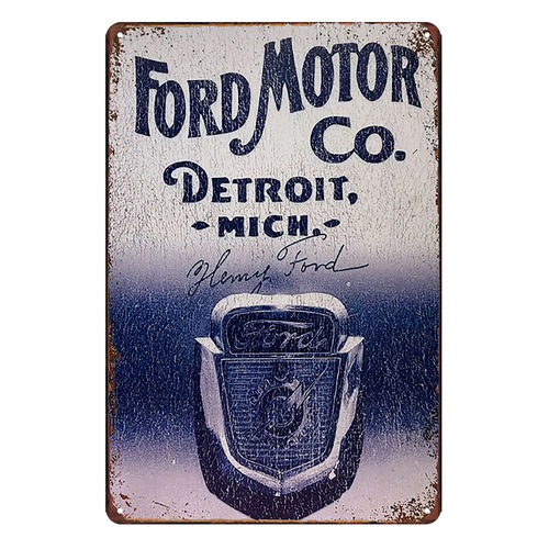 Buy 2x Ford Motor Detroit Mich Rustic Metal Tin Sign Vintage Garage Bar ...