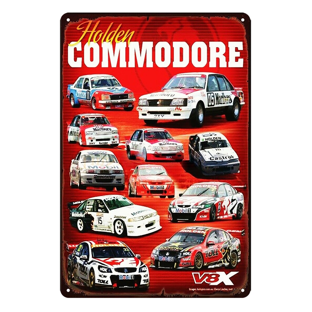 Buy 2x Holden Commodore V8 Rustic Metal Sign Vintage Tin Shed Garage ...