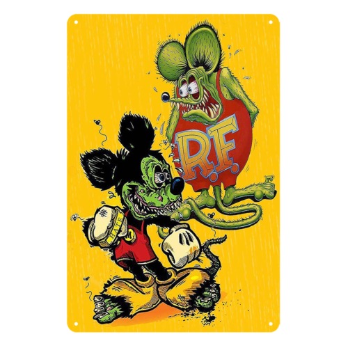 Buy 3x Rat Fink Ed Roth Boxing Hate Tin Metal Sign Rustic Look Vintage ...