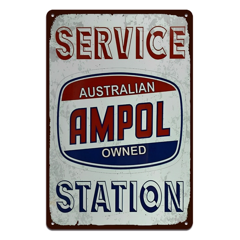 Buy Ampol Service Station Tin Metal Sign Auto Oil Rustic Look Vintage ...