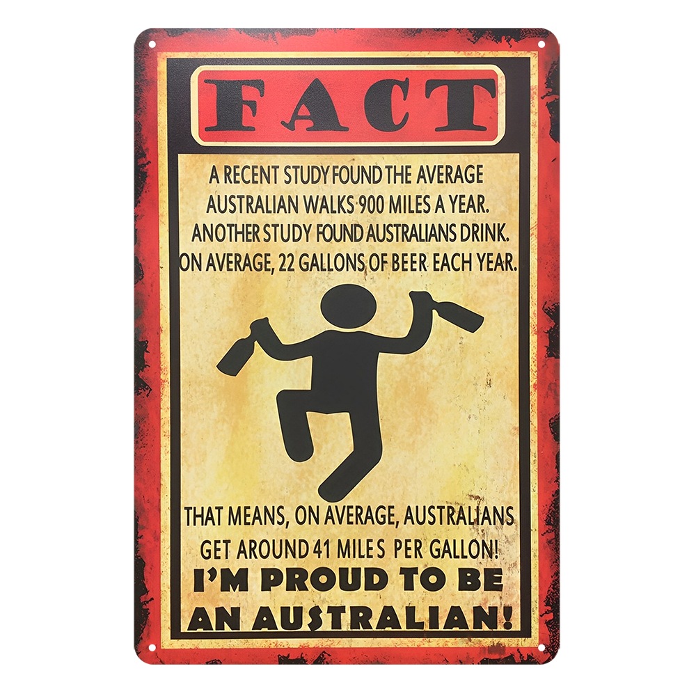 Buy Fact Proud To Be An Australian Drink Beer Tin Metal Sign Rustic ...