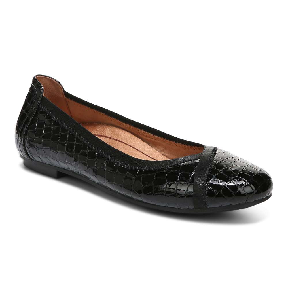 Buy Vionic Caroll Ballet Flat - Black Croc - MyDeal Australia