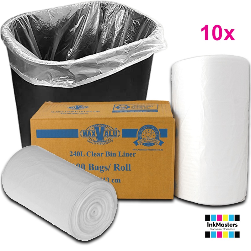 Buy 10 x 240L Clear Heavy Duty Rubbish Bags Bin Liners (100 Garbage ...