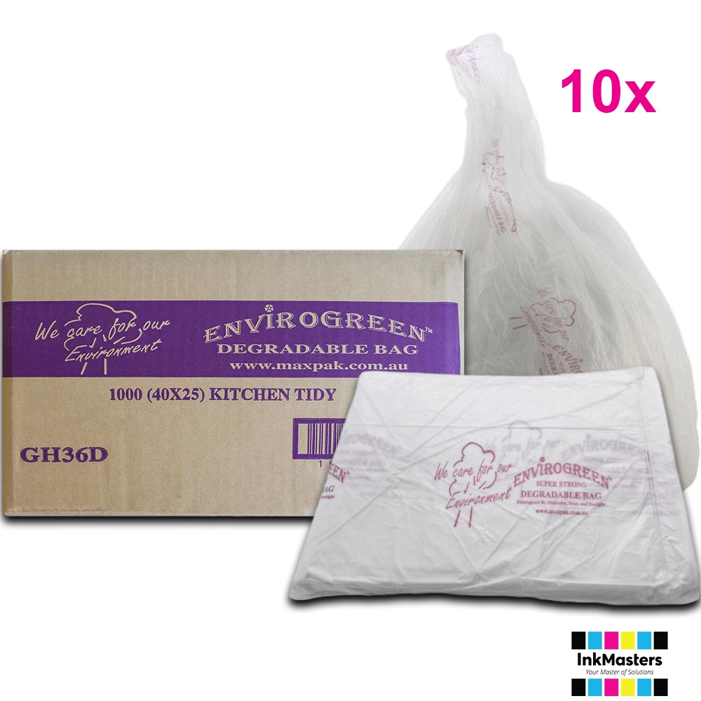 Buy 10 x 36L Envirogreen Degradable Garbage Bags / Bin Liners (1000 ...