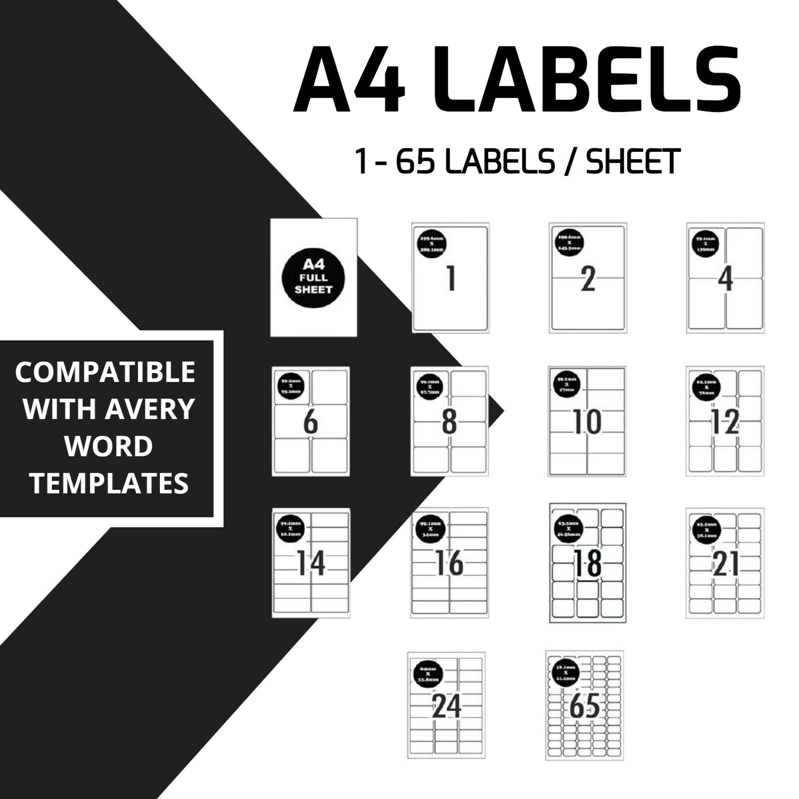 Buy 1UP A4 Self Adhesive Labels Inkjet Laser Sticker Mailing Address ...