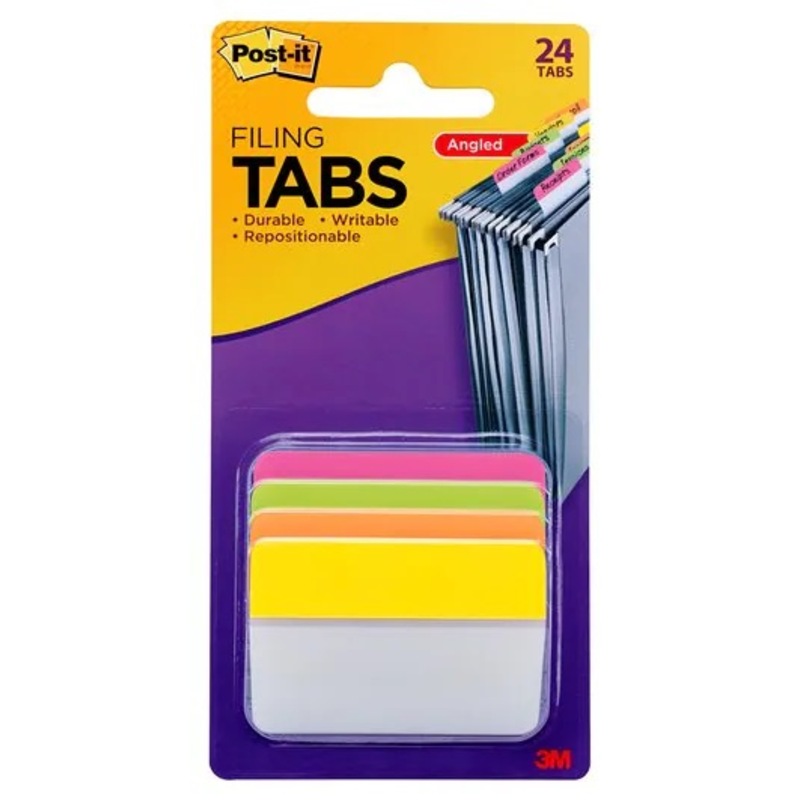 Buy Post-It Filing Tabs Bright Colours 50 x 38mm 24-Pack - Box of 6 ...