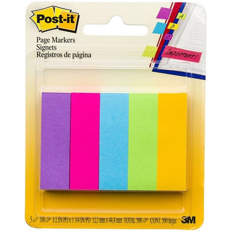 Buy Post-It Page Markers Assorted Colours 13 x 45mm 5-Pack - Box of 6 ...