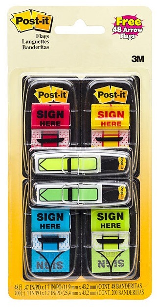 Buy Post-It Sign Here Flags Assorted Colours with Arrow Flags Value ...