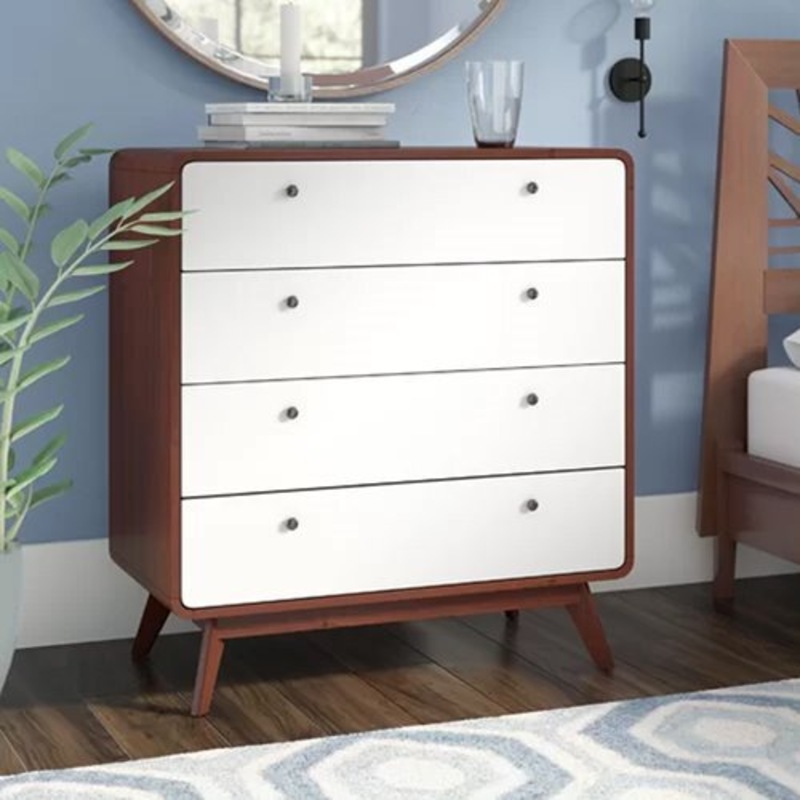 Cosmoliving Chests of 4 Drawers Tallboy W/ Rounded Corner Dresser ...