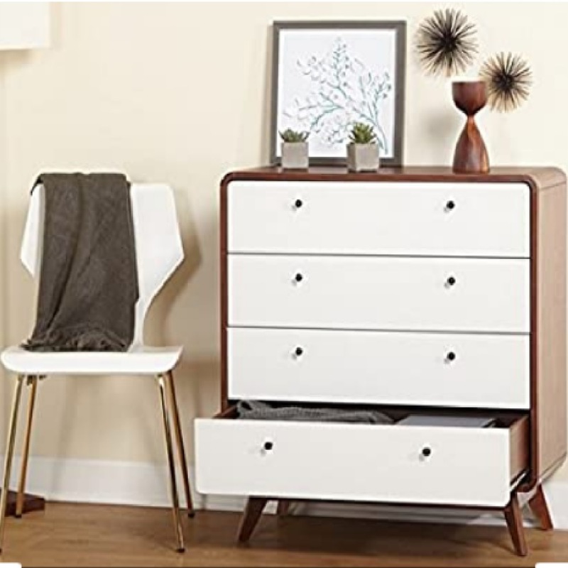 Cosmoliving Chests of 4 Drawers Tallboy W/ Rounded Corner Dresser ...
