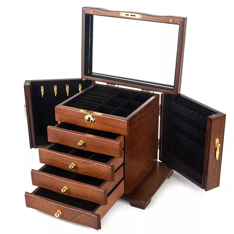 Buy Extra Large Wooden Jewellery Box Necklace Ring Storage Cabinet ...