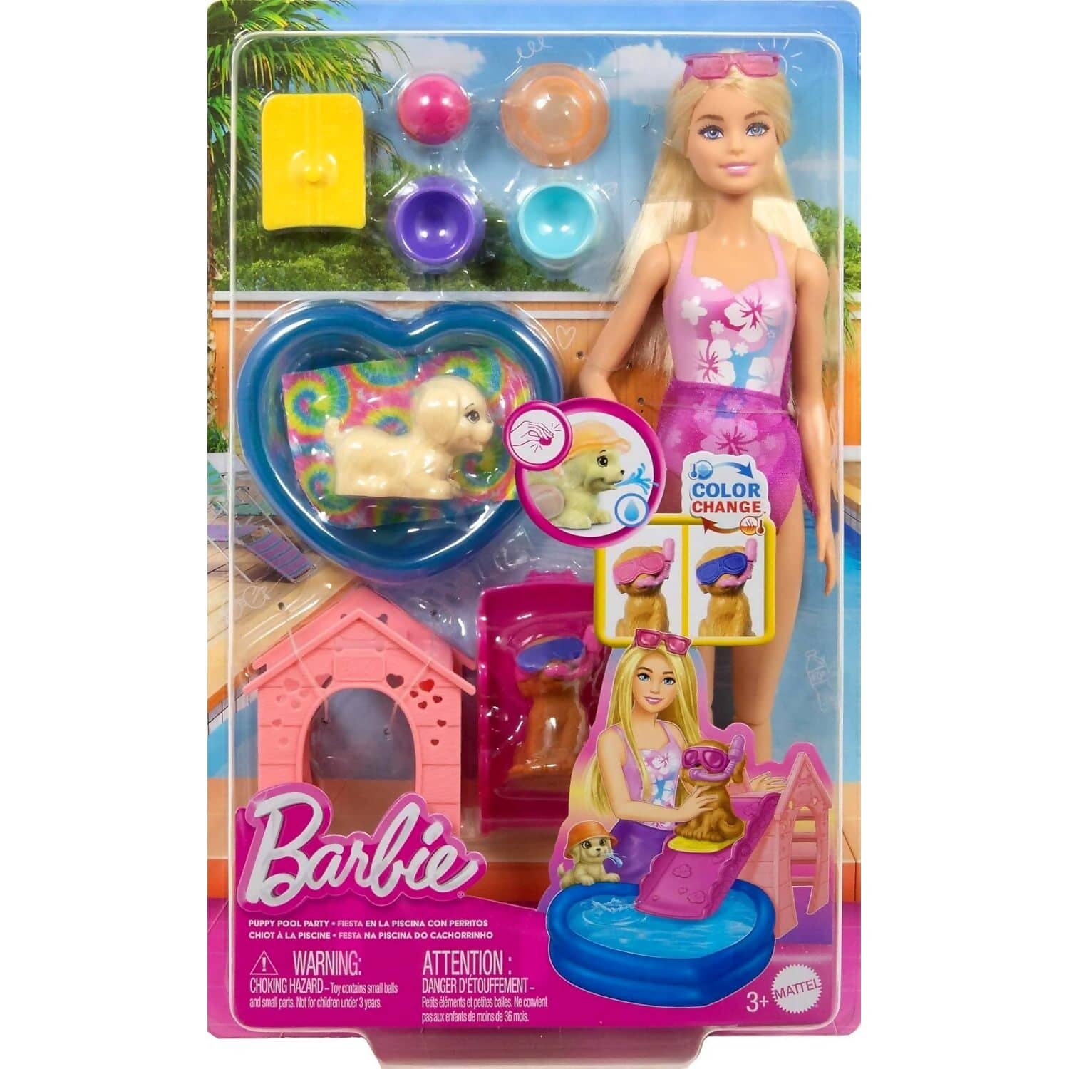 Buy Barbie - Puppy Pool Party Playset - Mattel - MyDeal Australia