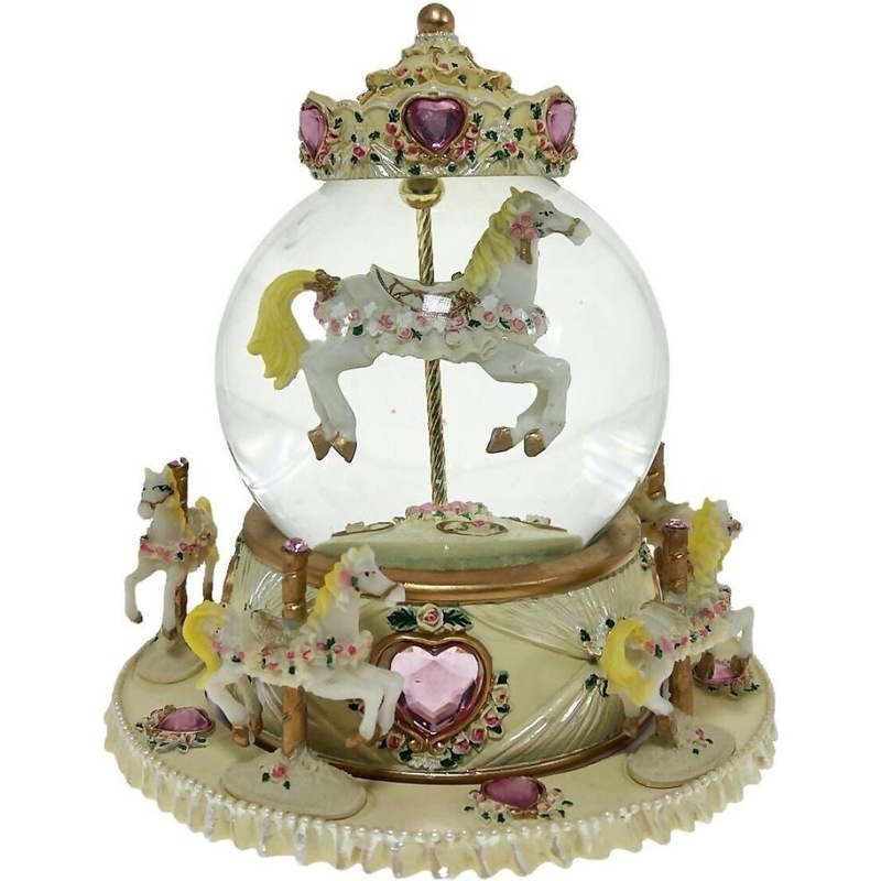 Buy Cotton Candy - Carousel Musical Wind Up Snow Globe With Revolving ...