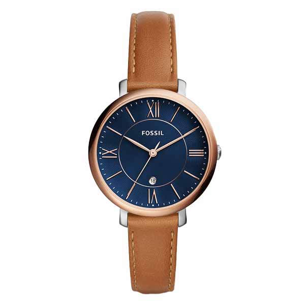 Buy Fossil Jacqueline Three-Hand Date Luggage Leather Watch (ES4274 ...
