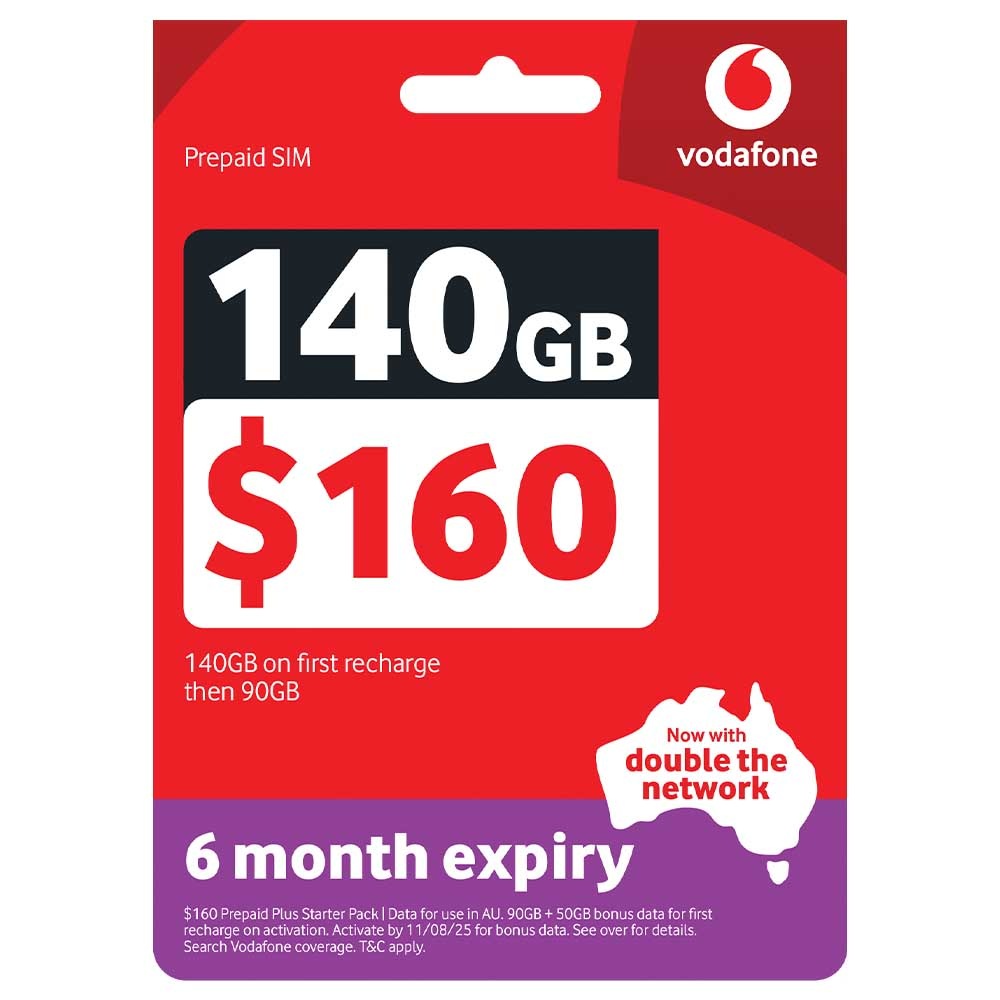 Buy Vodafone 160 Prepaid Plus Starter Pack Simcard - MyDeal Australia