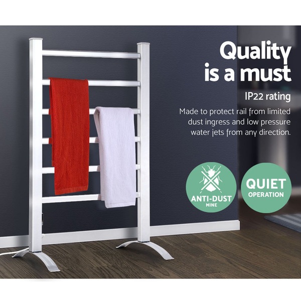Buy Devanti Electric Heated Towel Rail Rack 6 Bars Freestanding Clothes ...