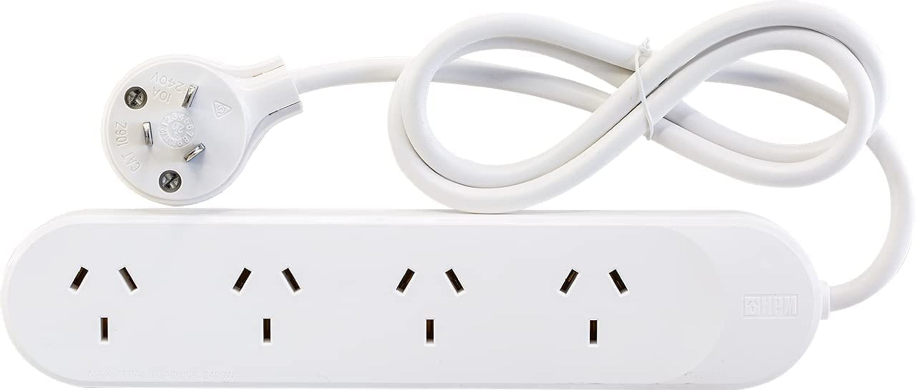 Buy Standard 4 Outlet Powerboard Slimline Plug Wth Side Entry White ...