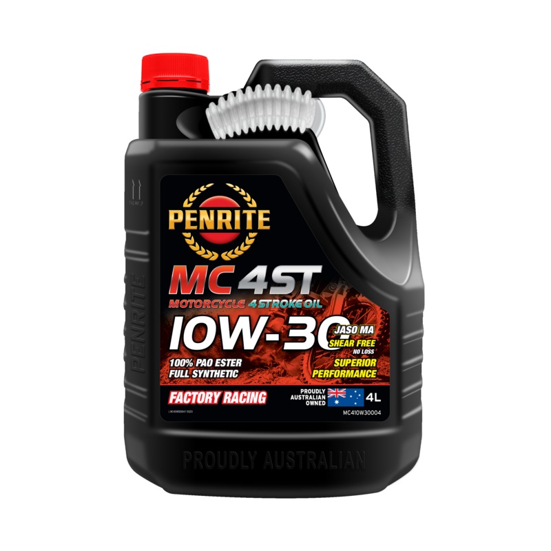 Buy Penrite MC 4ST 4 Stroke Motorcycle Oil 100% PAO & Ester 10W-30 4L - MC410W30004 - MyDeal