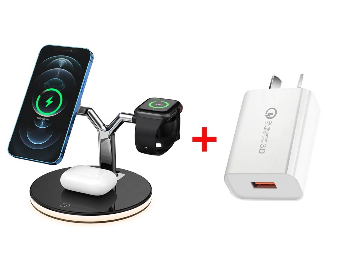 Buy 25W 3-in-1 Triple Wireless Charging Station Dock for MagSafe iPhone ...