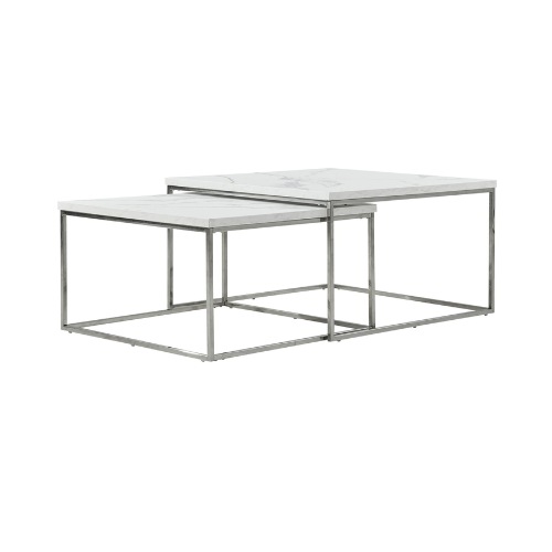 Buy Karma Square Coffee Table Set - Marble White - MyDeal Australia